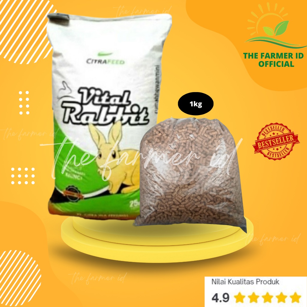 Jual Vital Rabbit Pakan Makanan Kelinci Komplit Bervitamin Repack 1Kg ...