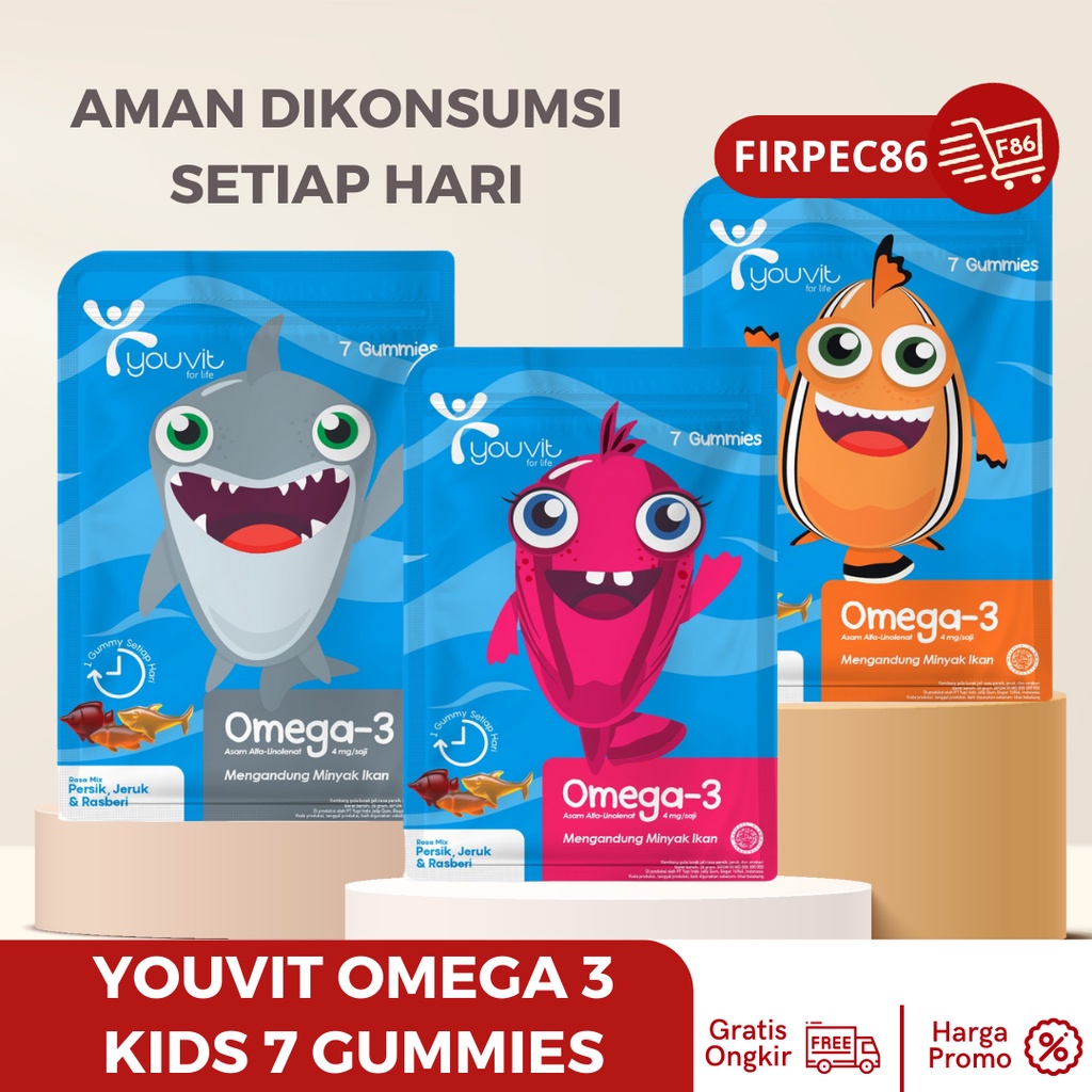 Jual Youvit Omega 3 Kids 7 Gummies - Suplemen Omega 3 Bentuk Gummy Rasa ...