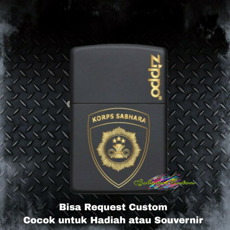 Jual KOREK API ZIPPO BLACK MATTE CUSTOM GRAFIR LOGO SABHARA PREMIUM ...