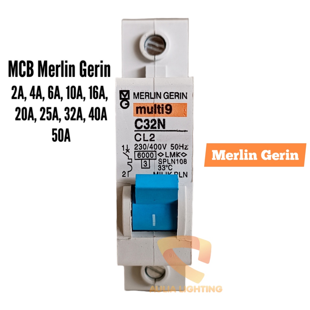 Jual MCB MULTI9 2A 4A 6A 10A 16A 20A 25A 32A 40A 2 AMPERE MERLIN GERIN PLN 450W CL2 SPLN BREKER ...