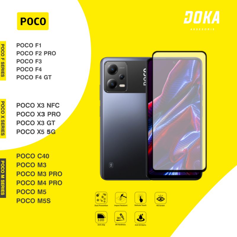 Jual DOKA | TEMPERED GLASS FULL COVER LIST HITAM POCO X7 5G X7 PRO F1 ...