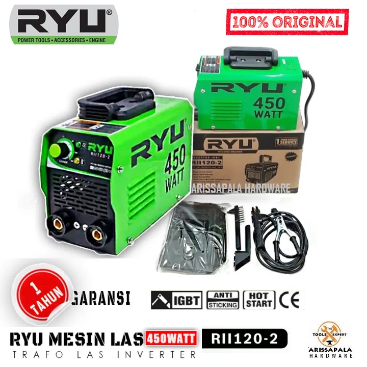Jual RYU Mesin Las Trafo Las Listrik 450 watt Travo Welding Inverter IGBT MMA 120 Tekiro Ryu ...