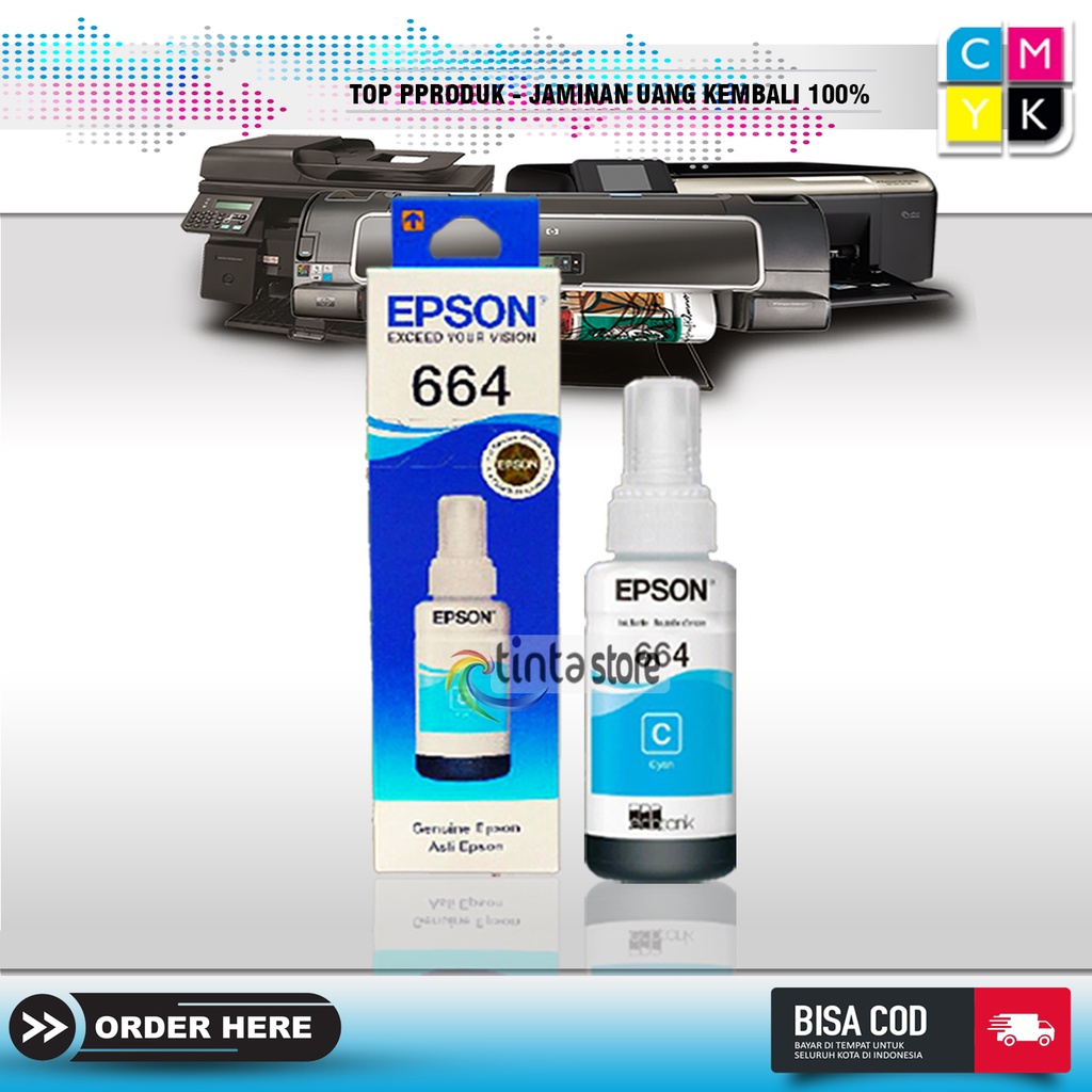 Jual Tinta Epson 664 CYAN SERIES L360 L120 L110 L210 L220 L310 L850 ...