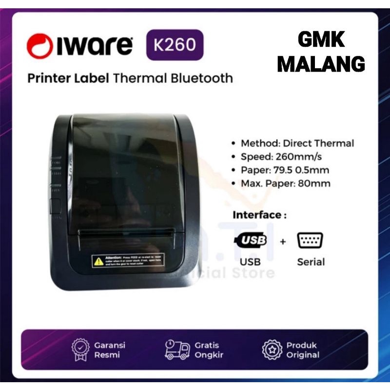 Jual IWARE PRINTER KASIR THERMAL K260 USB+RS232 AUTOCUTTER USB SERIAL ...