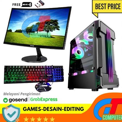 Jual PC Gaming Fullset AMD Ryzen 5 5600G SSD 128GB lengkap LED 24 inc ...