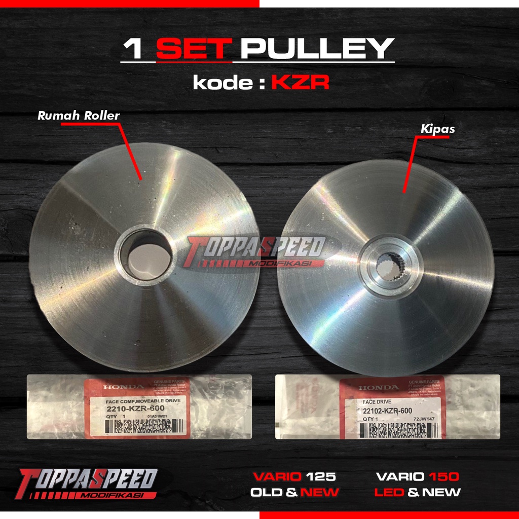 Jual PULLEY (KZR) VARIO 125 - 150 CUSTOM 1 SET BUBUT + KEROK JALUR PART ...