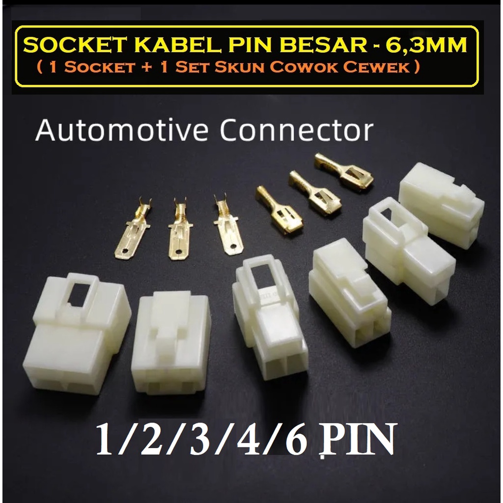 Jual Soket Socket Kabel Konektor 1 2 3 4 6 PIN BESAR 1 SET | Shopee ...