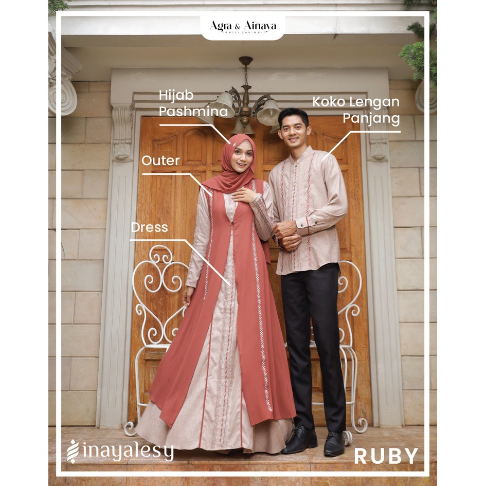 Jual GAMIS AINAYA SET KHIMAR OUTER RED RUBY BY INAYALESY BAHAN FODU ...