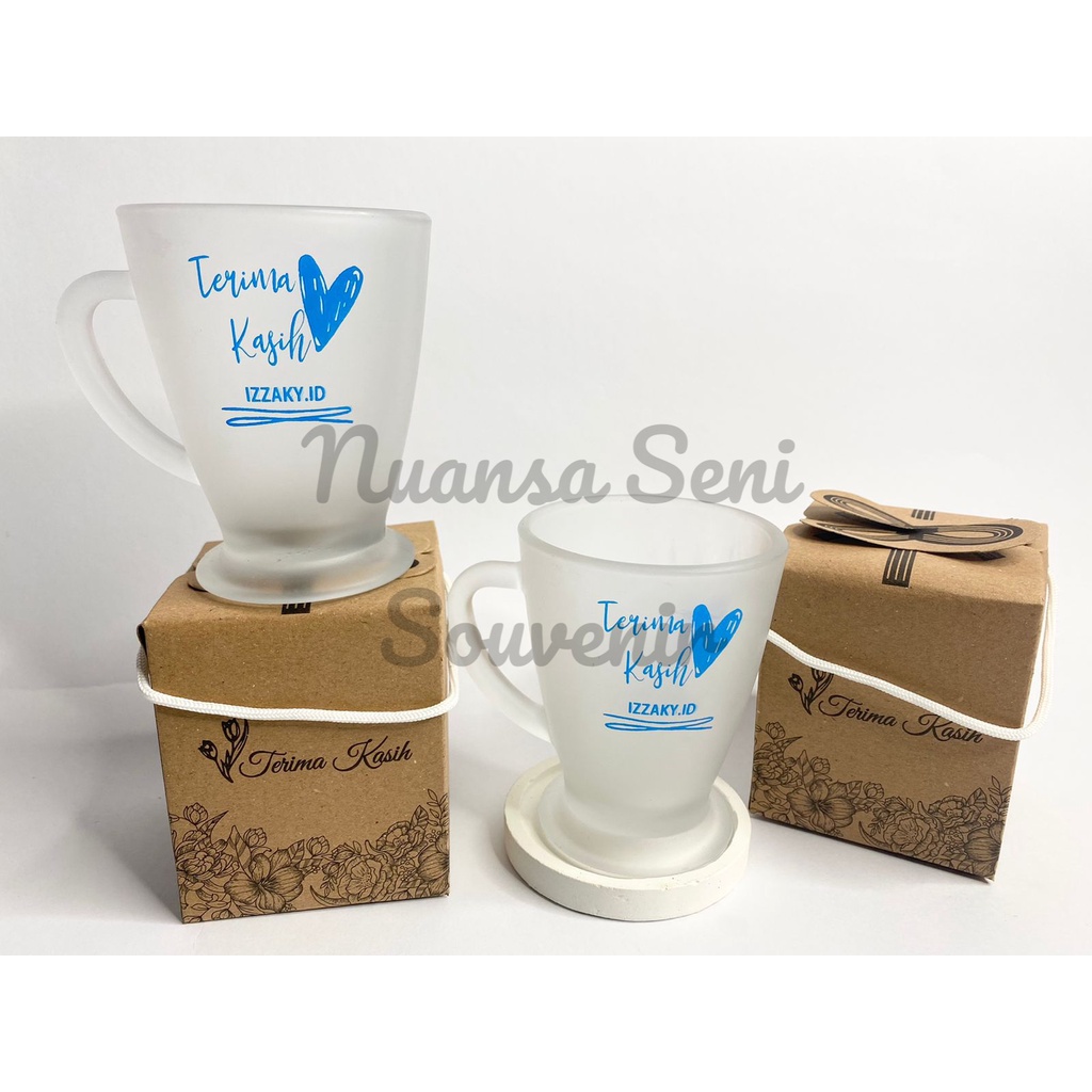 Jual Souvenir Pernikahan Gelas Kaca Minum Mug Teh Motif Piala Gelas ...