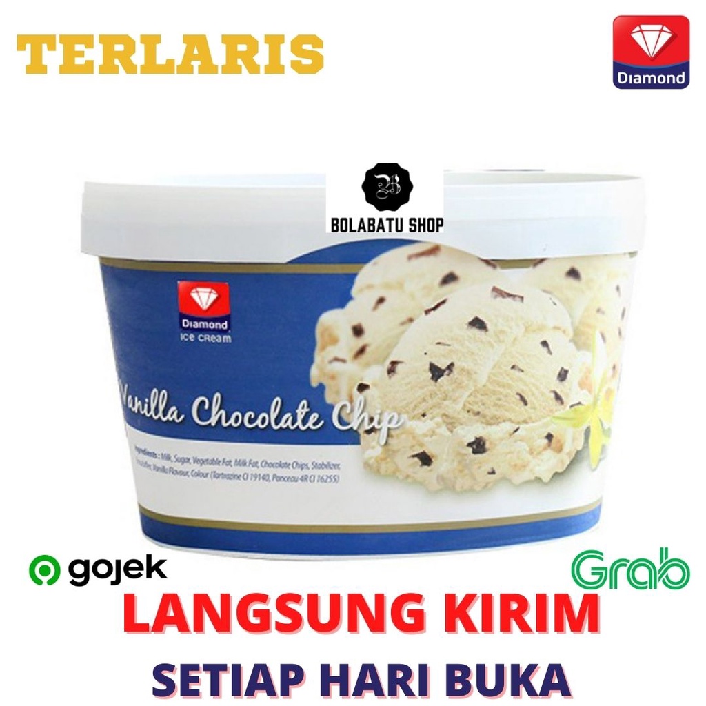 Jual Es Krim Diamond 700 mL Vanilla Chip dengan Chocolate Chips Cokelat ...