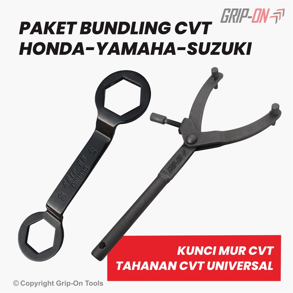 Jual Paket Hemat Alat Buka CVT Honda Yamaha Grip-On Kunci Mur CVT dan Tahanan CVT Universal ...