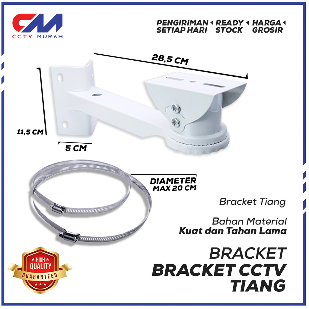 Jual Braket CCTV tiang breket CCTV pole mounting 30cm Besi + Klemring ...