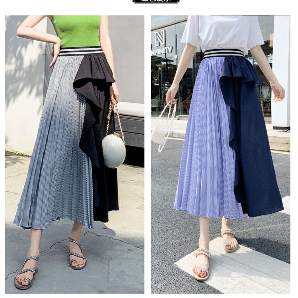 Jual TM - 4129 Rok Dianthe Asymmetric Pleated Import | Shopee Indonesia