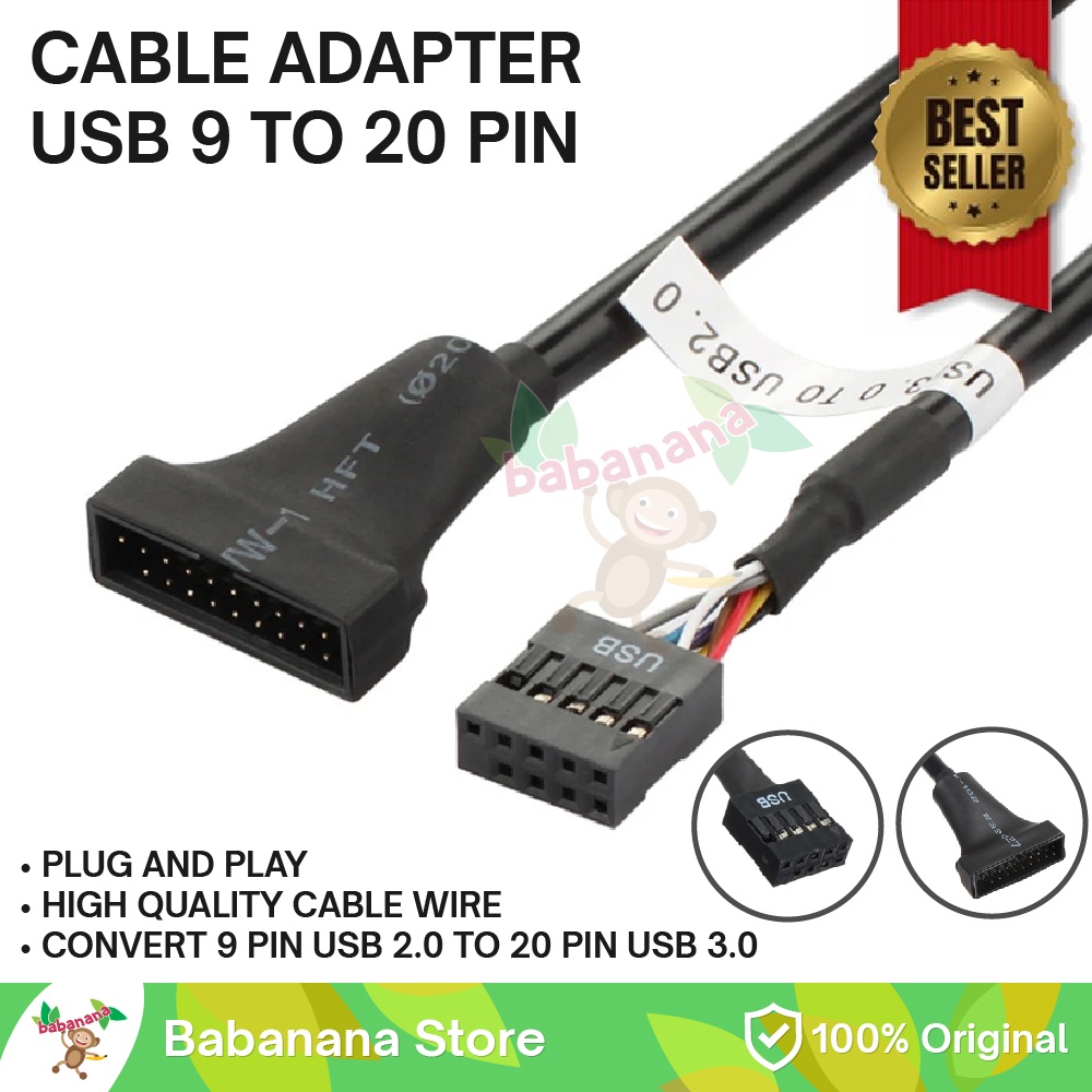 Jual Kabel konverter usb 3.0 20 pin to 2.0 9 pin motherboard 9pin 20pin ...