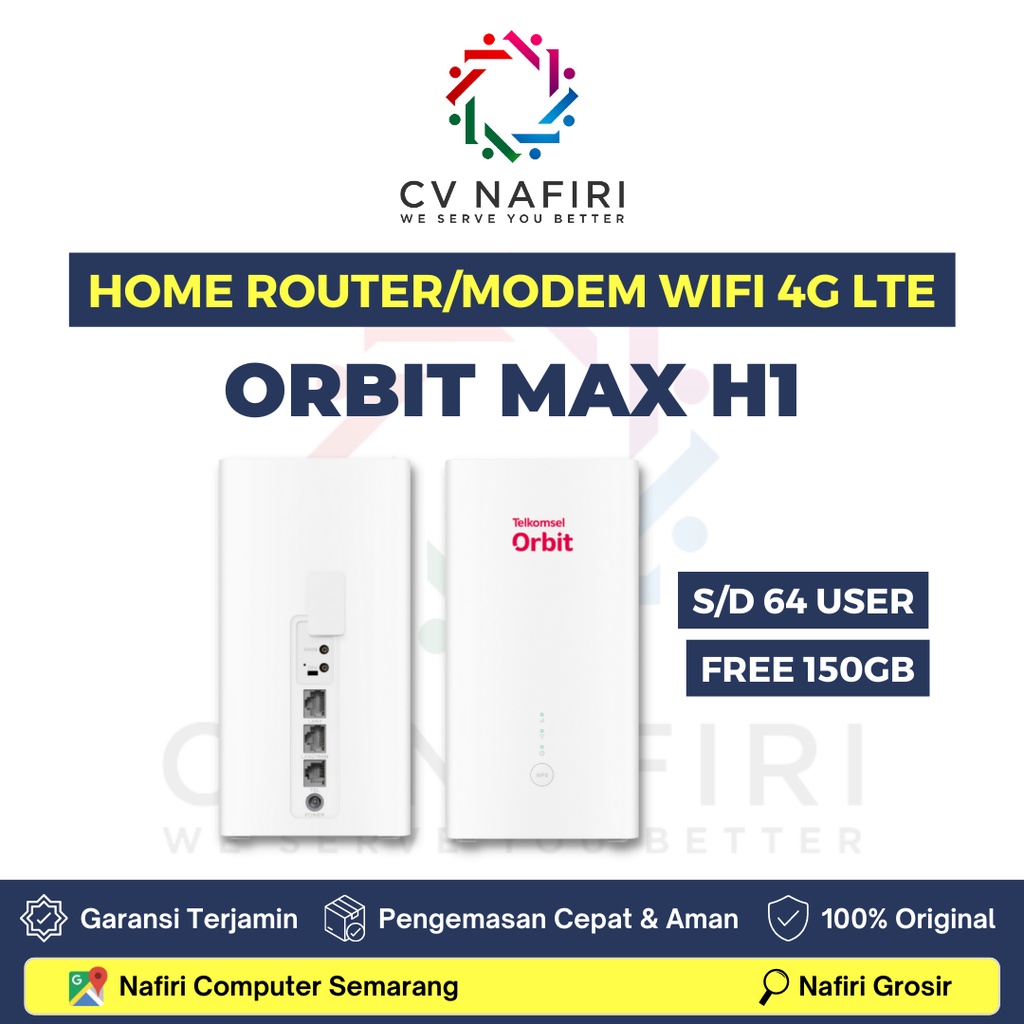 Jual MODEM ORBIT MAX H1 HUAWEI B628 FREE TELKOMSEL 150GB ROUTER WIFI ...