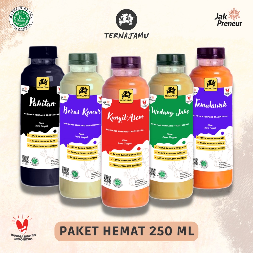 Jual Promo 4 Botol Jamu Kunyit Asem, Beras Kencur, Empon Empon, Wedang ...