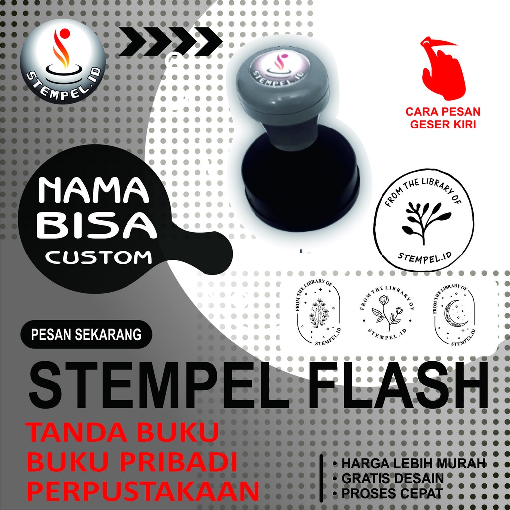 Jual Stempel Flash Custom Tanda Buku Perpustakaan Library Nama Buku ...