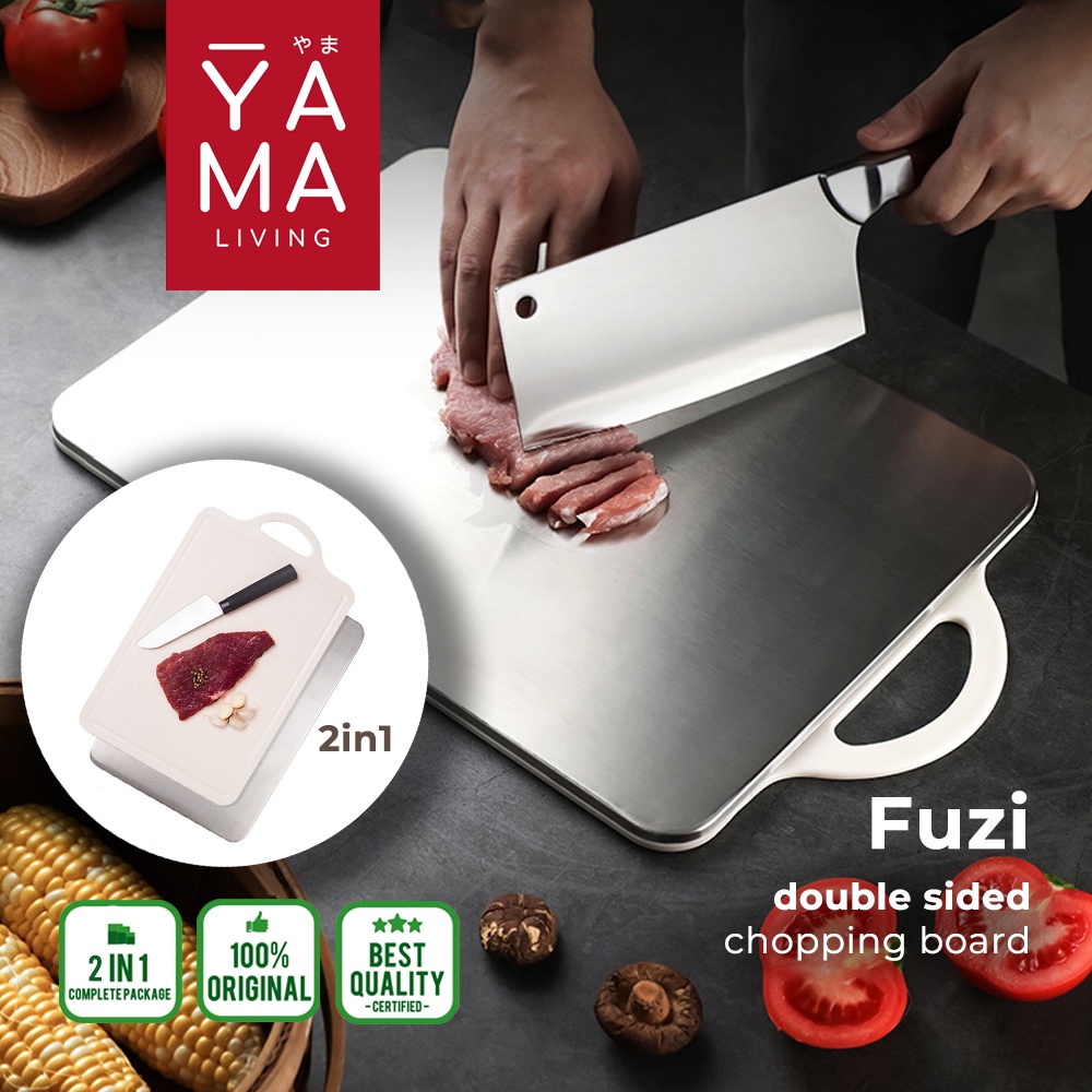 Jual YAMA FUZI 2in1 Stainless Steel 304 Premium Cutting Chopping Board ...