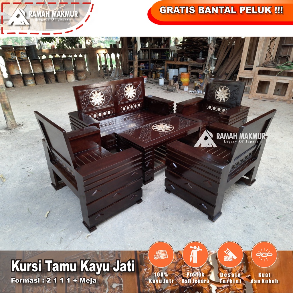 Jual Kursi tumpuk tamu kayu jati jepara 211 minimalis model petrik ...