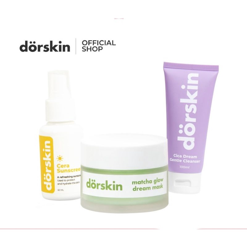 Jual [FREE GIFT] DORSKIN MATCHA GLOW DREAM MASK DORSKIN CERA SUNSCREEN ...