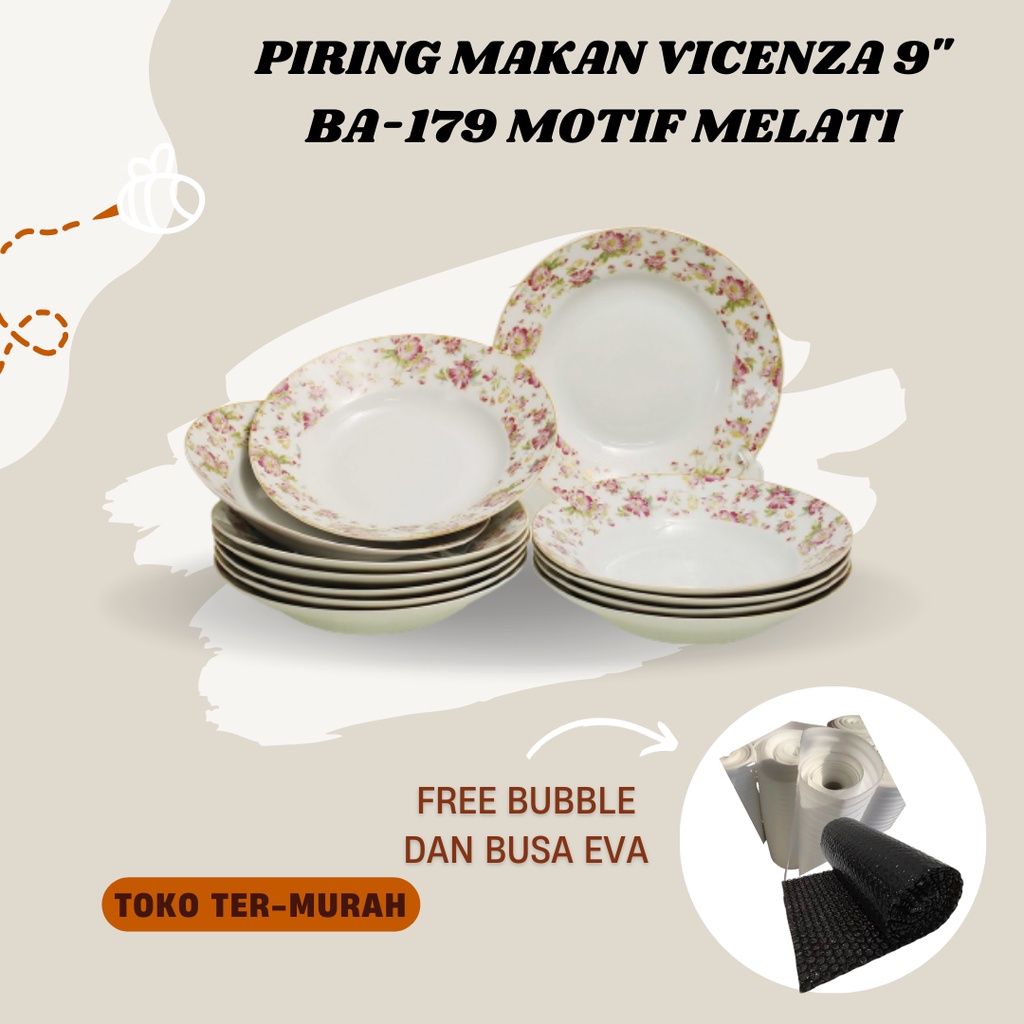 Jual PIRING MAKAN VICENZA 9" BA-179 MOTIF MELATI | Shopee Indonesia