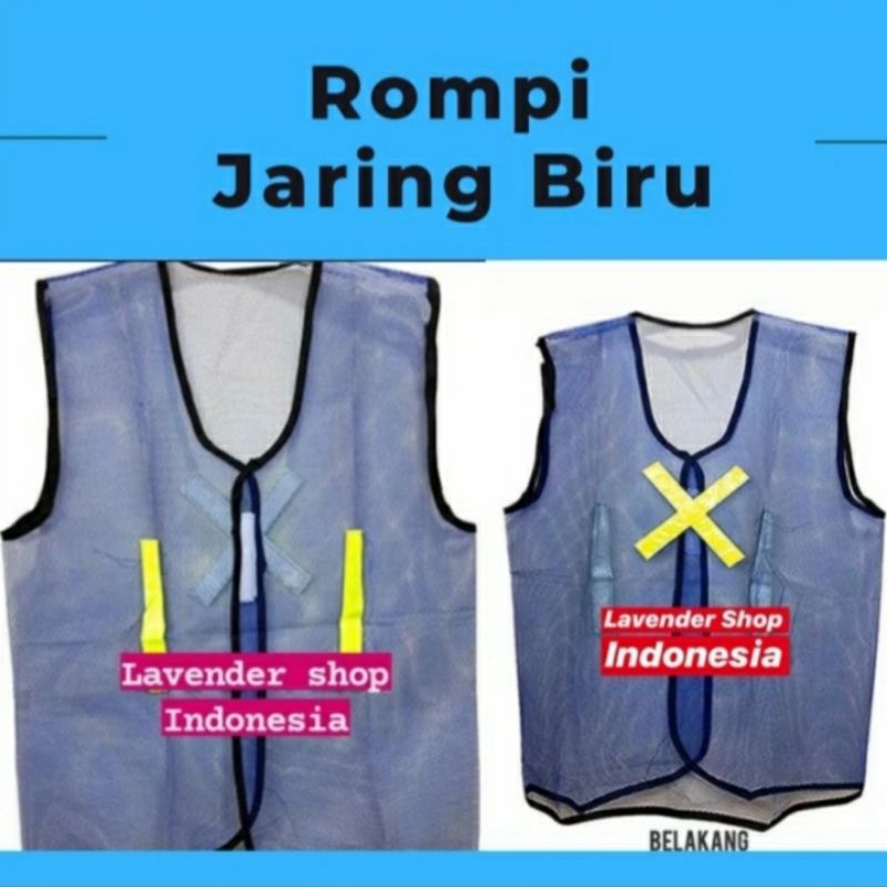 Jual Rompi Lokal X Biru Safety Vest Jaring / Rompi Jaring Biru | Shopee ...