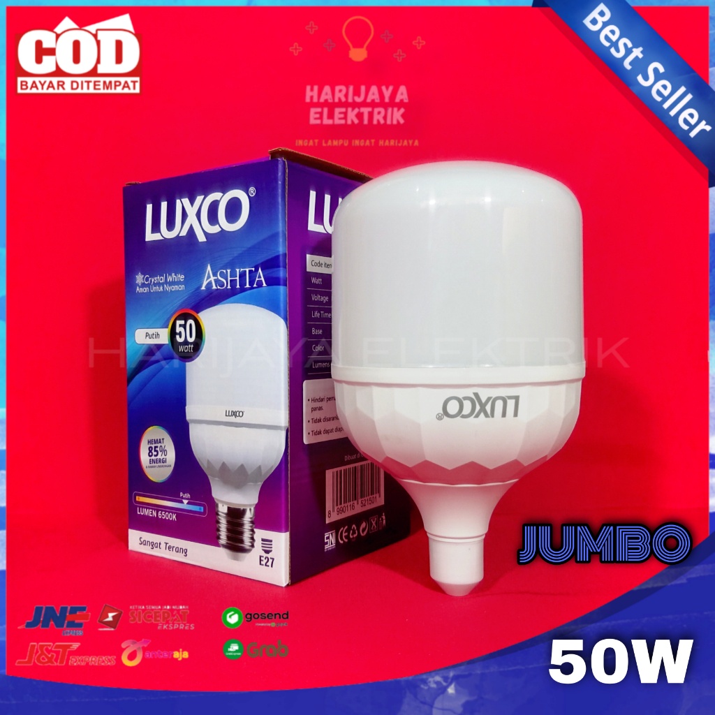 Jual LAMPU BOHLAM LED KAPSUL CAPSULE MURAH LUXCO ASHTA 50 WATT TABUNG JUMBO TUBE LAMP HEMAT ...