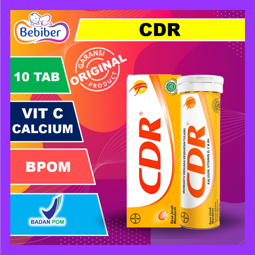 Jual CDR Effervescent Calcium Isi 10 Tablet / CDR Suplemen Kalsium Rasa ...