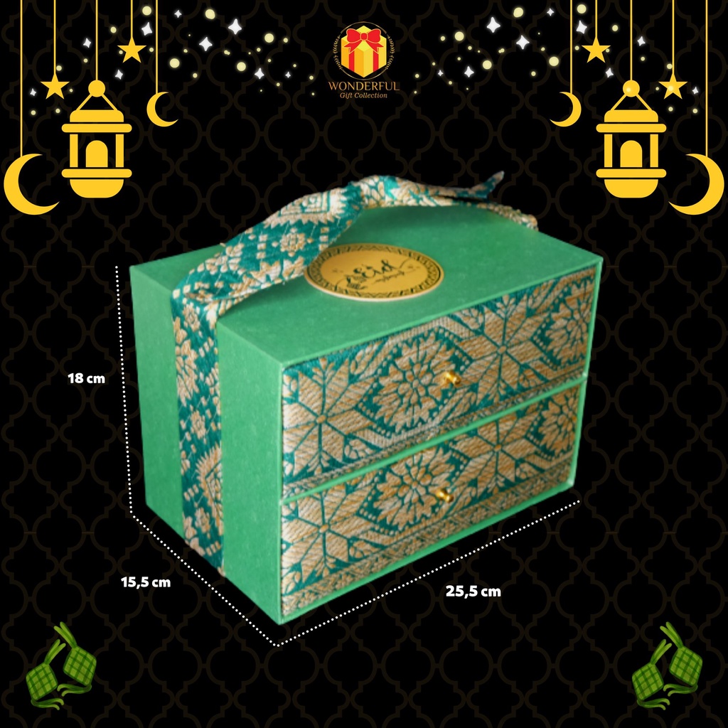 Jual HARDBOX HAMPERS LEBARAN BANTAL LACI SONGKET PITA 2 TINGKAT 25X15X8 ...