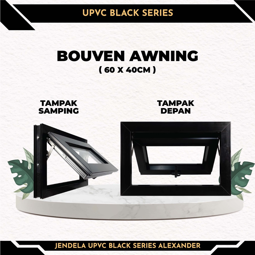 Jual Jendela UPVC Hitam Alexander Perkasa Bouven Awning atau Selip ...