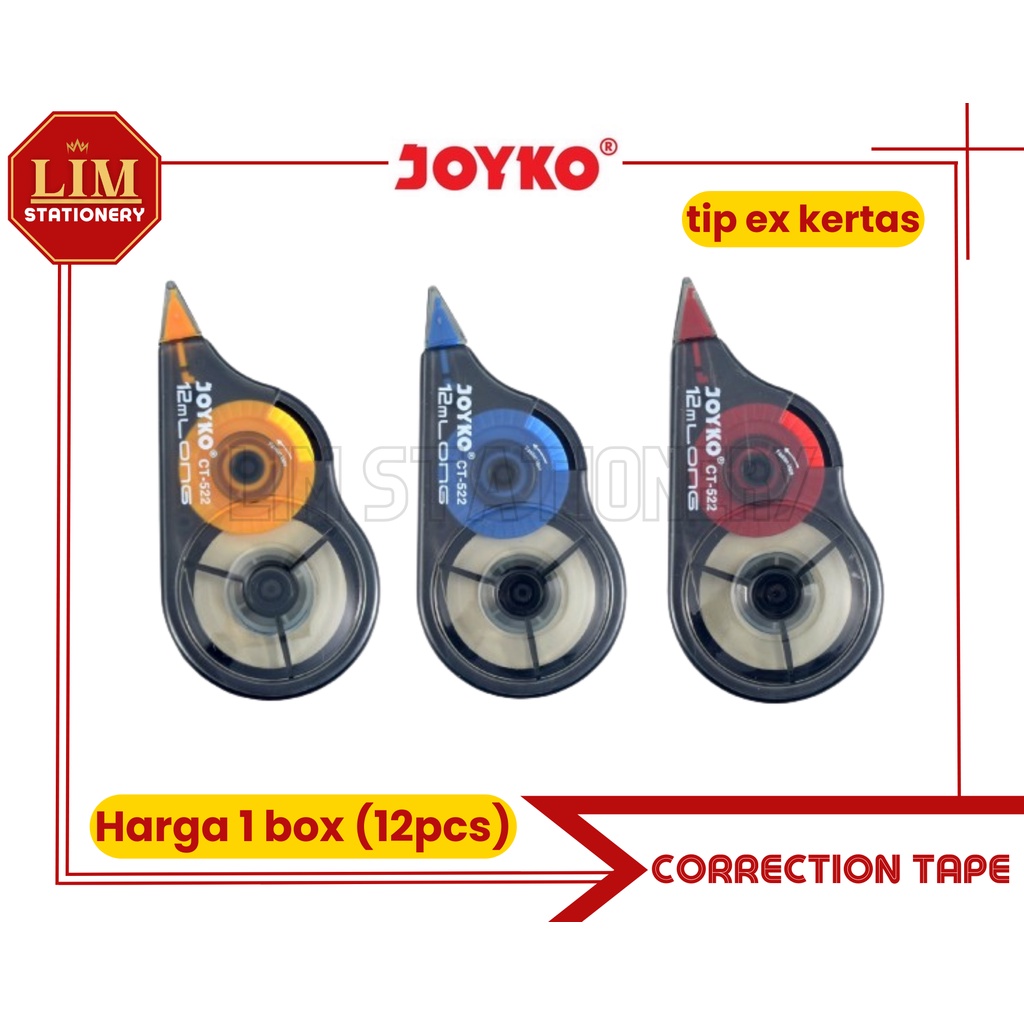Jual JOYKO TIPE X KERTAS / TIPE X ROLL (12PCS) CORRECTION TAPE CT-522 | Shopee Indonesia