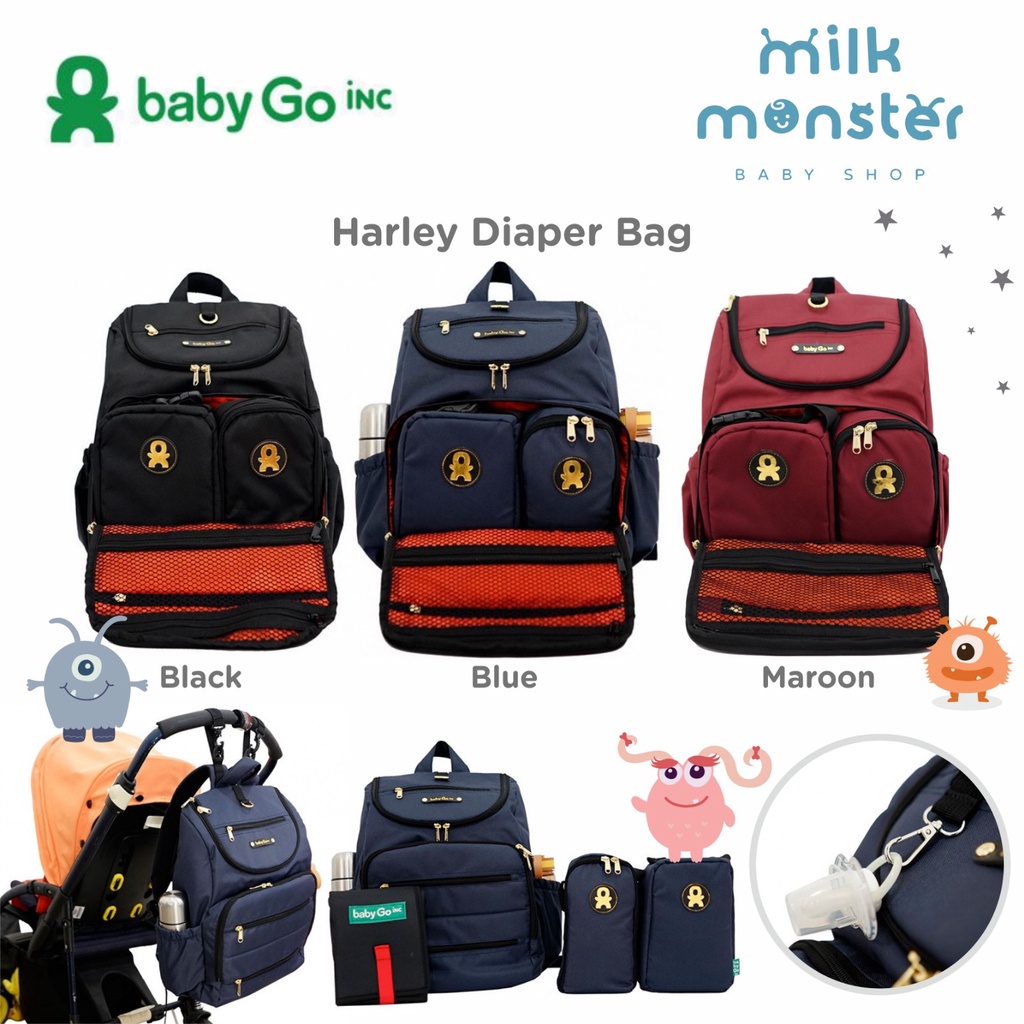 Jual BabyGO Inc Harley Backpack Diaper Bag / Tas Ransel Bayi Travelling ...