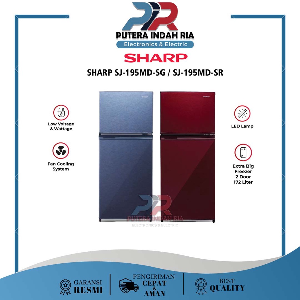 Jual Kulkas / Lemari Es 2 Pintu SHARP SJ-195MD-SG2 / SJ-195MD-SR2 New Shine Series Hairline ...