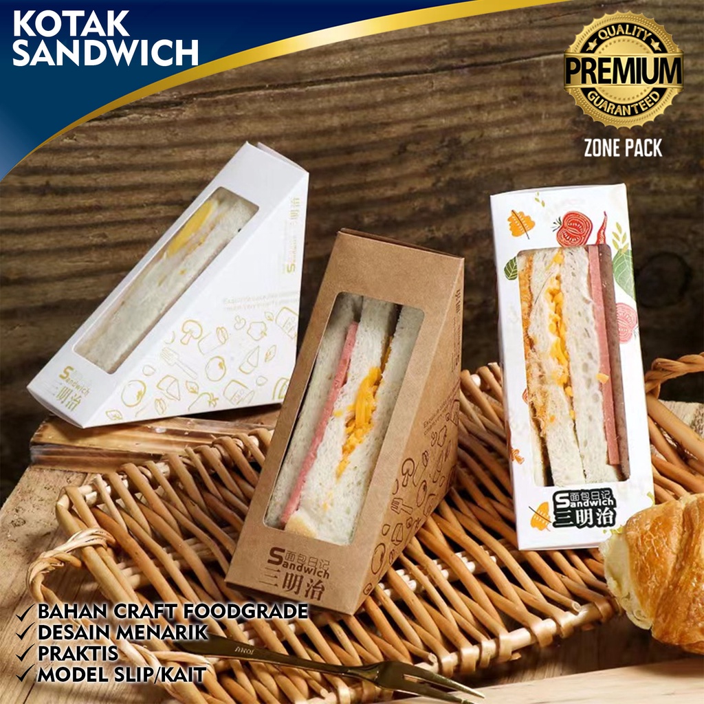 Jual [10 PCS] Kotak Sandwich Paper Craft | Box Packing Sandwich | Mika ...
