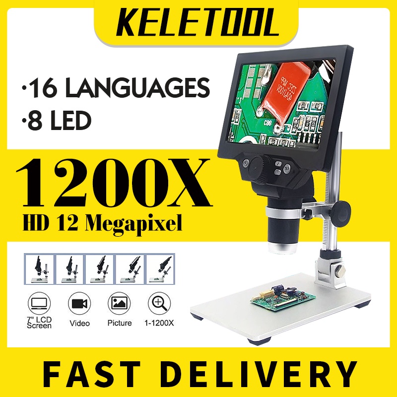 Jual Mikroskop Digital 1200X 7" Layar LCD Digital Portable Digital ...