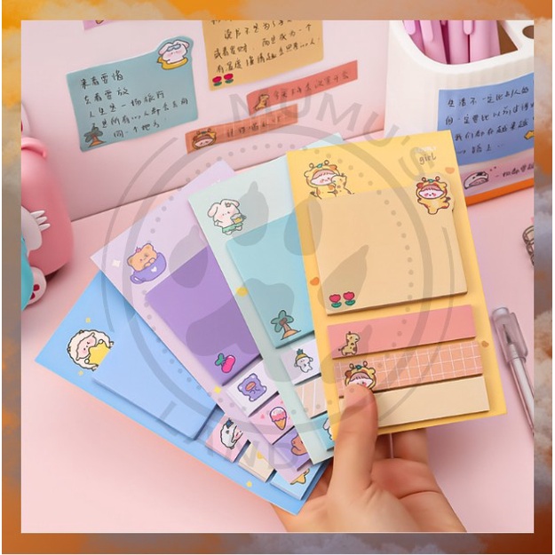 Jual Sticky notes cute animal 4 in 1 line memo note viral kartun ...