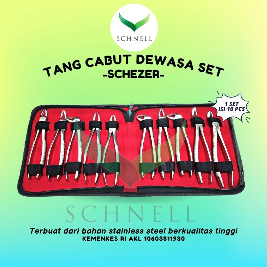 Jual Tang Cabut Gigi Dewasa (1 set isi 10 Tang)Schezer - Dental ...