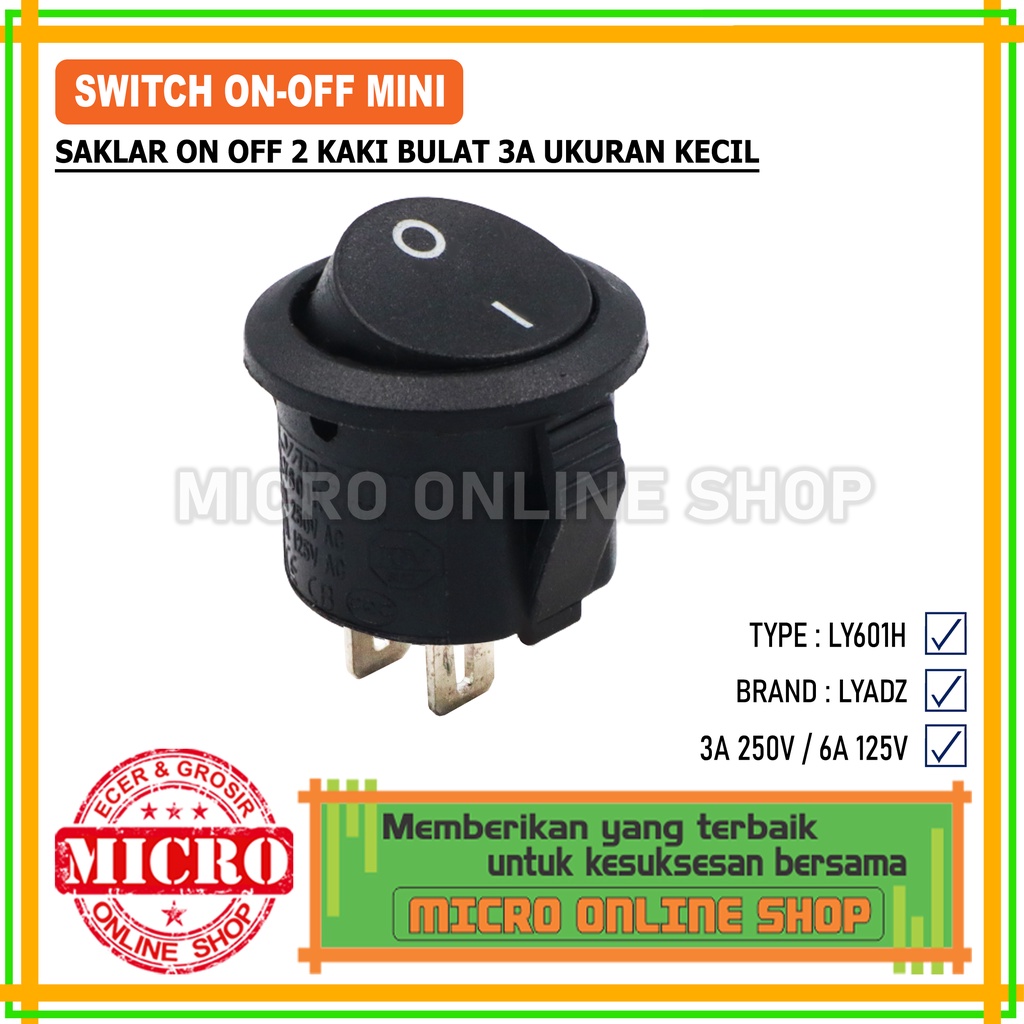 Jual PAKET 2 PCS Switch On/Off Mini Bulat 2 Pin / Saklar On Off Bulat ...