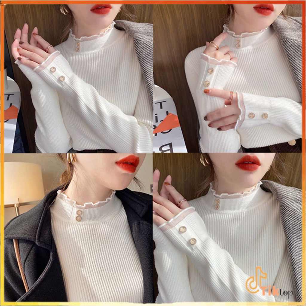 Jual 【 Queen】Pakaian Wanita Inner Rajut Turtleneck Premium Lengan ...