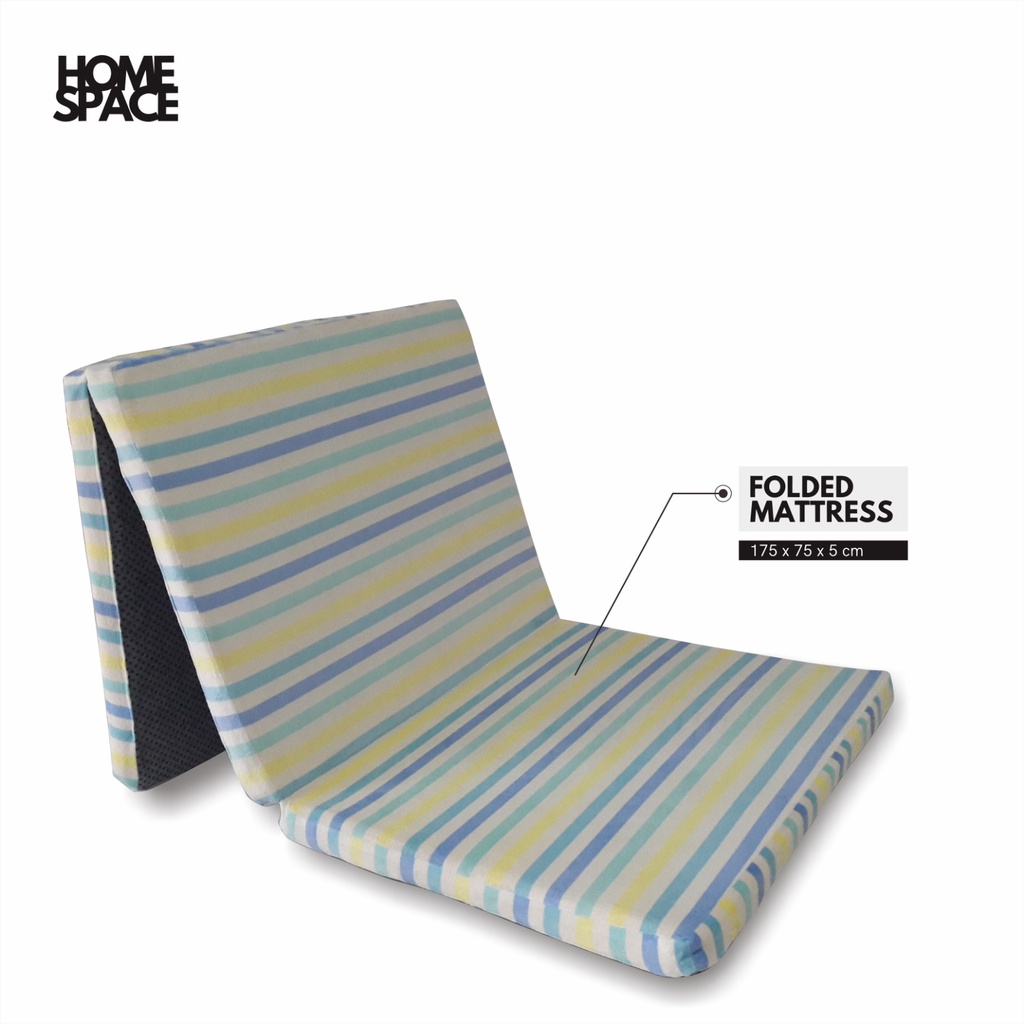 Jual HOMESPACE Kasur Lipat Stripe Yellow-Blue 175 x 75 x 5 cm/ Matras ...