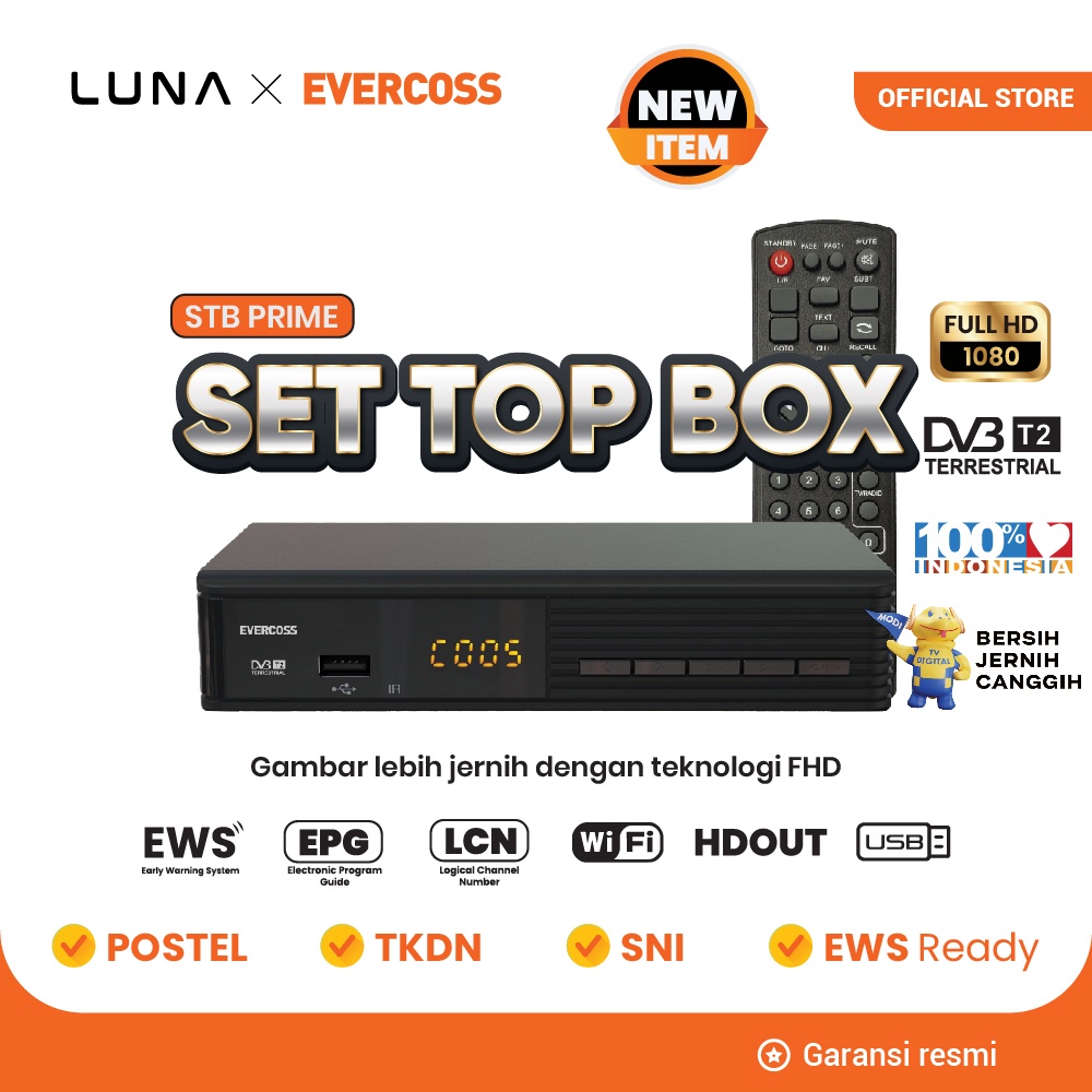 Jual LUNA X Evercoss Set Top BoX STB Prime digital TV receiver Full HD ...