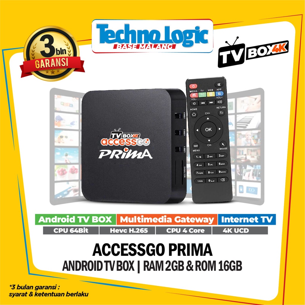 Jual TV BOX ANDROID 4K ACCESSGO PRIMA RAM 2GB & ROM 16GB Garansi | Shopee Indonesia