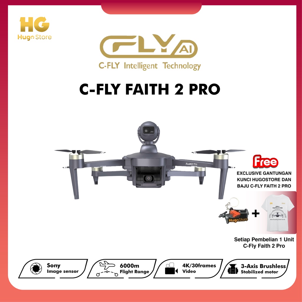 Jual C-Fly Faith 2 Pro GPS 6KM WiFi FPV Drone with 3-Axis Gimbal 4K HD ...