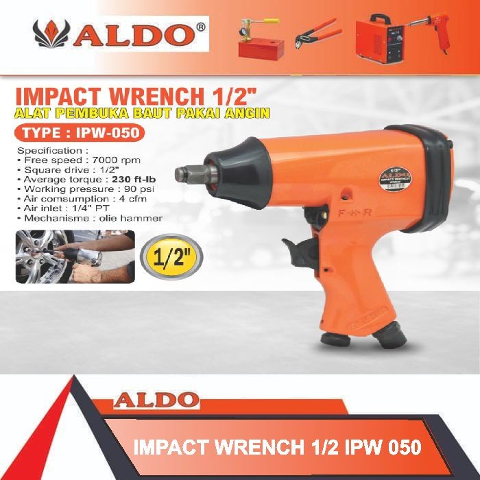 Jual ALAT BUKA BAUT ANGIN 1/2" ALDO IPW 050 AIR IMPACT WRENCH SOCK SOK ...