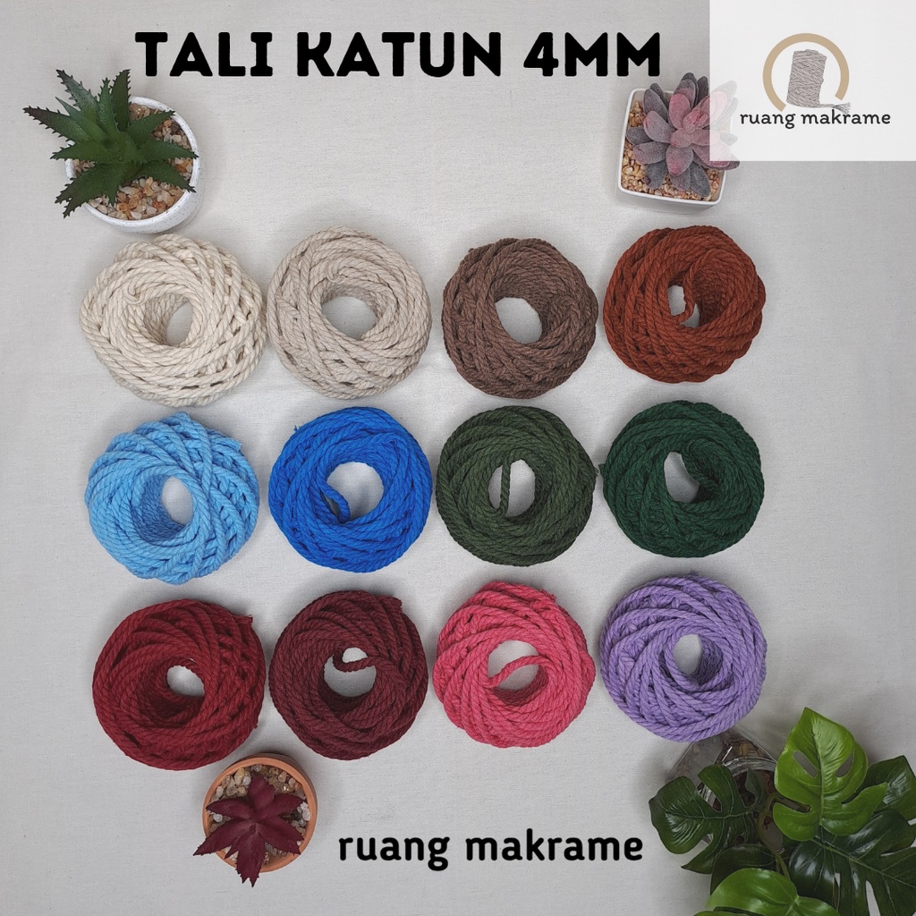 Jual benang tali katun macrame 4mm panjang 10 meter TANPA SAMBUNGAN ...