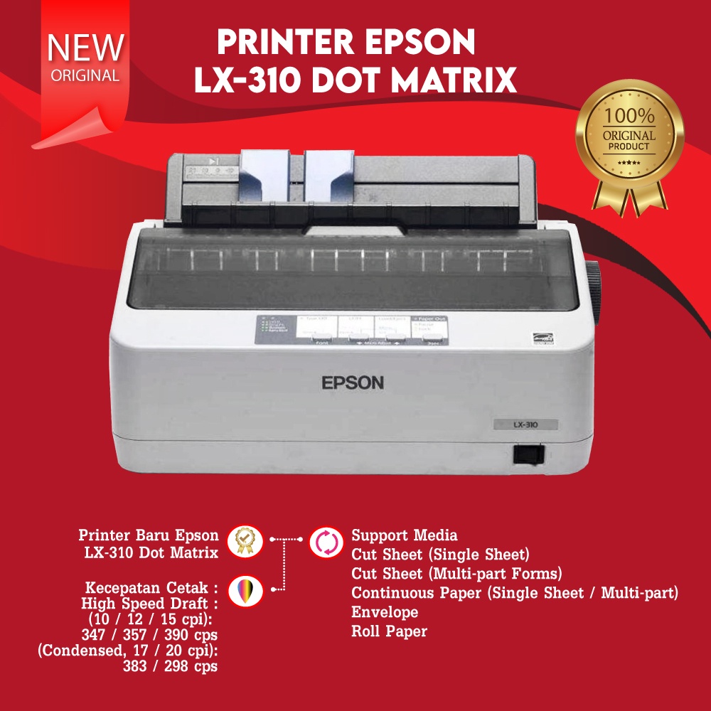 Jual Printer Epson LX310 Original Dot Matrix New LX 310 Dotmatrix LX ...