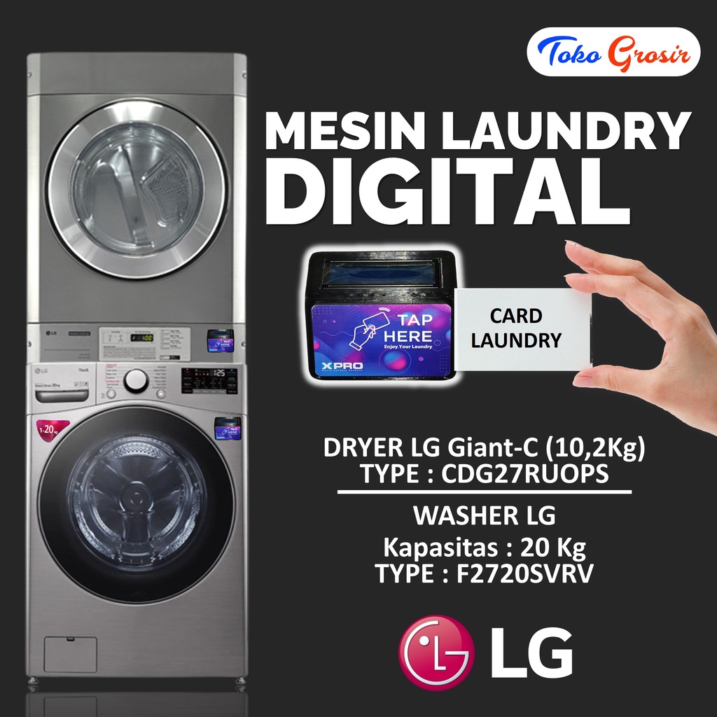 Jual MESIN LAUNDRY STACKED WASHER LG 20 KG + DRYER LG GIANT C | Shopee Indonesia