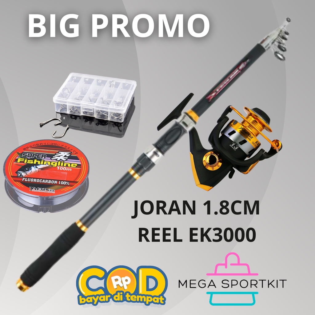 Jual Set Pancing Joran Pancing telescopic carbon fiber fishing rod pole ...