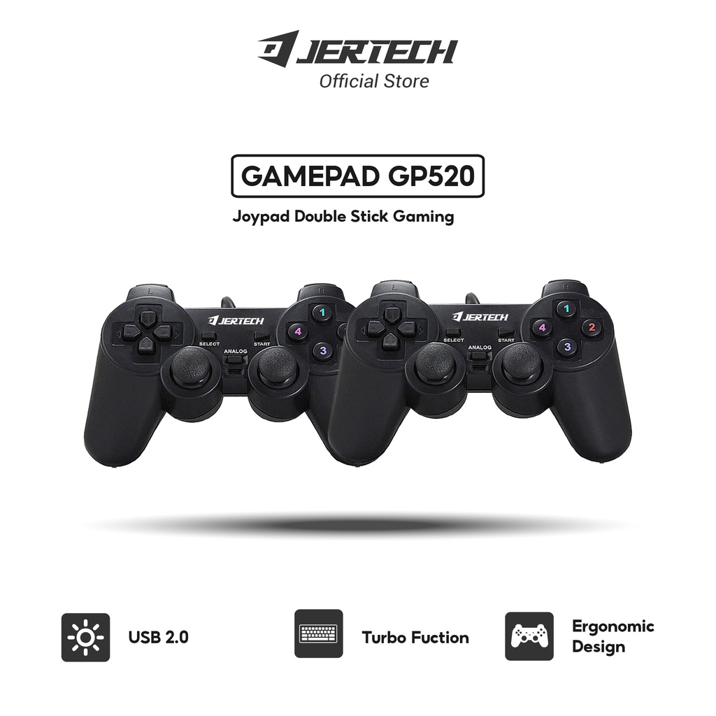 Jual JERTECH Gamepad Kabel Usb Komputer Laptop GP520 Joypad Double Dual ...