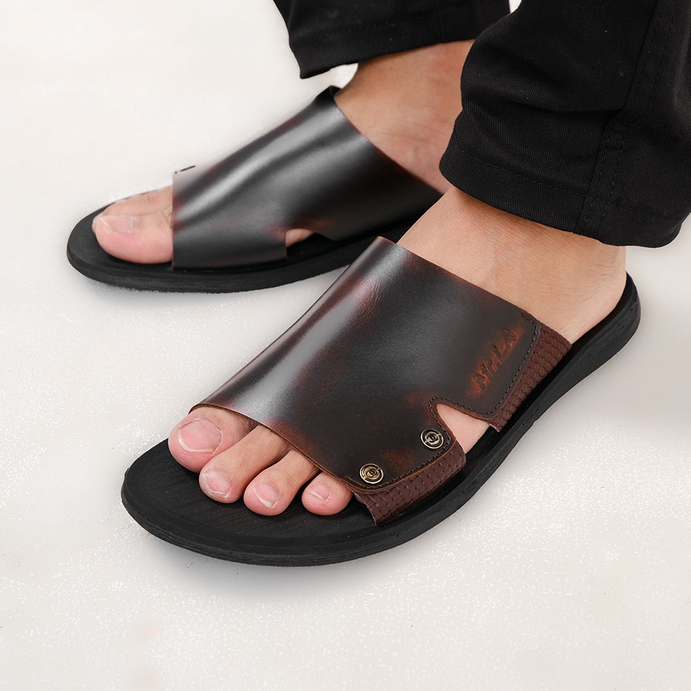 Jual Mr. LA Sandal Slop Pria Kulit Asli Sandal Slide Cowok Casual Warna ...